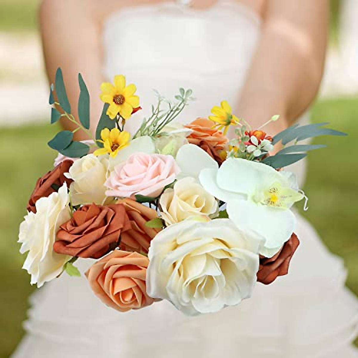 Vanleonet Artificial Wedding Flowers Combo Set for DIY Wedding Bouquets Centerpieces Arrangements Party, Cake Decor, Baby Shower Home Decorations