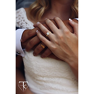 Takar Solid Elegant 10k Gold Asscher Cut CZ Engagement Ring for Women, Cubic Zirconia Solitaire Jewelry, Gold Solitaire Engagement Ring in Yellow, White and Rose Gold, Made In USA.