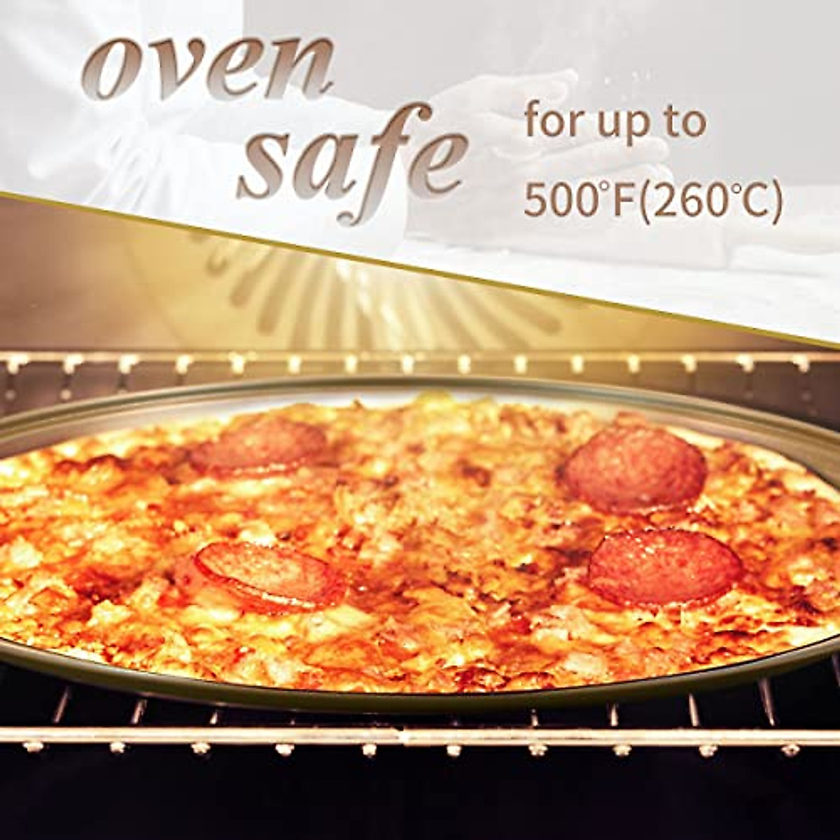 COOKWIN 2 Pack Pizza Pan,Pizza Pan for Oven,12.6 Inch Pizza Baking Pan,Non-Stick Golden Carbon Steel pizza pan with holes,Organosilicon Coated Crisper Pan,Dishwasher Safe