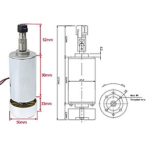 RATTMMOTOR ER11 Spindle Motor 300W Air-Cooled Spindle Motor 52mm 12-48VDC 12000RPM 400mN.m for DIY CNC Router Engraver Milling Machine