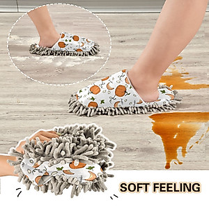 Kigai Microfiber Cleaning Slippers Autumn Cute Pumpkins Washable Mop Shoes Slipper for Men/Women House Floor Dust Cleaner, Size M
