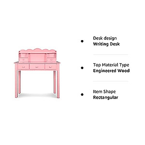 FUNKOCO Home Office Furniture Writing Desk,Computer Work Station with Detachable Hutch,5 Drawers(Pink)