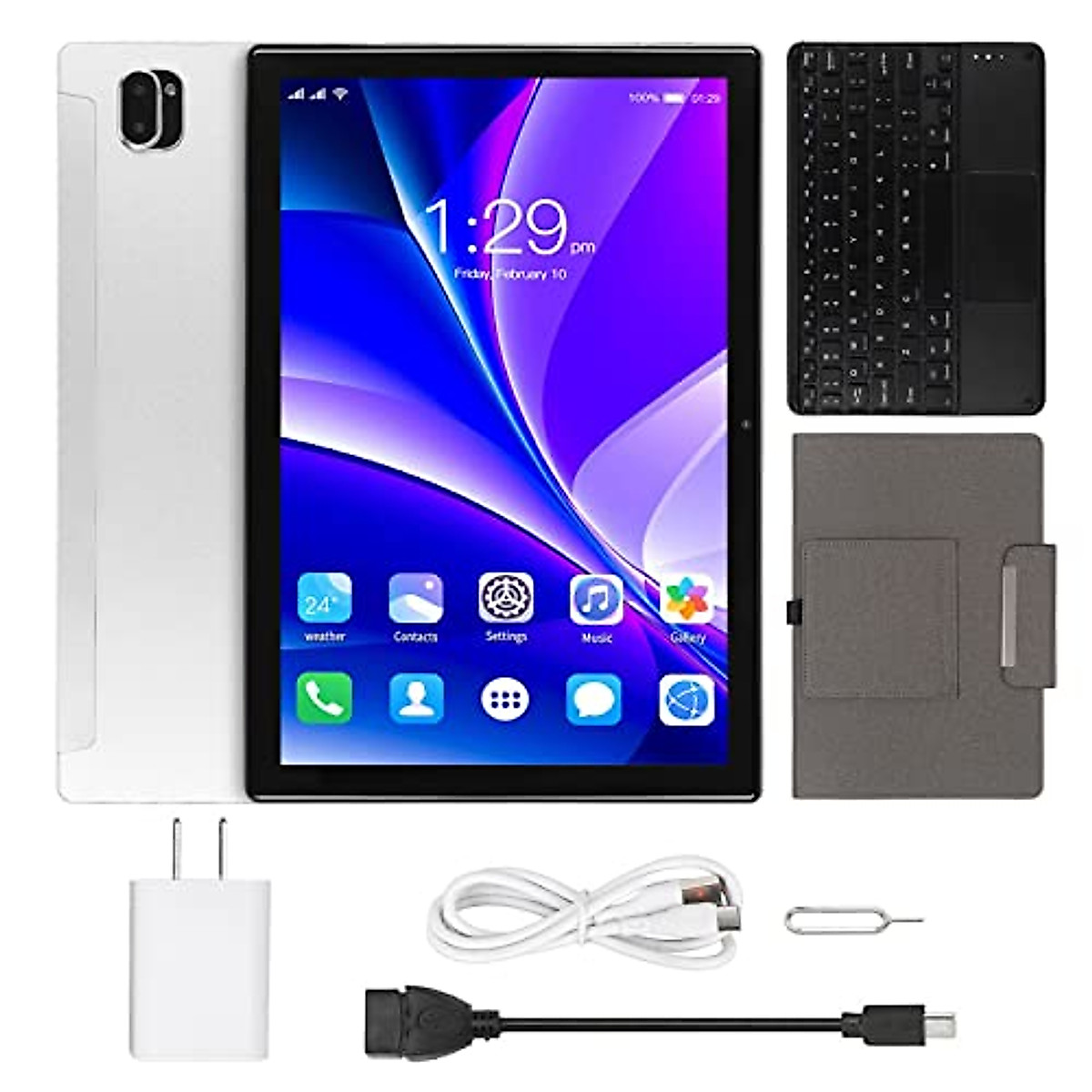 GLOGLOW Gaming Tablet, Dual Camera 5G WiFi 10.1 Inch FHD 6GB RAM 128GB ROM HD Tablet Octa Core CPU for School (US Plug)