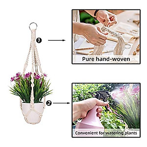 2 Pack Macrame Plant Hangers, Cotton Rope Woven Indoor Outdoor hanging plant holder Wall Hanging Planter Ceiling plants for Flower Pot, Hanging Plants Holder for Yard Garden Home Decoration, 50 cm