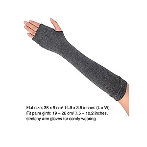 Bememo 3 Pairs Fingerless Gloves for Winter Knit Long Thumb Hole Arm Warmers Goth Elbow Length Women Fingerless Gloves (Black, Deep Grey, Light Grey)
