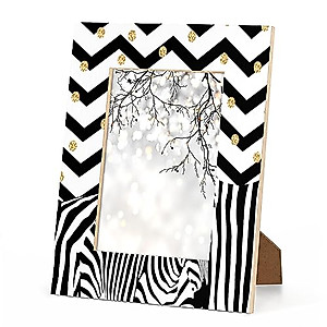 Pardick Zebra Stripe 5x7 Picture Frame, Zebra Polka Dots Wooden Photo Frame for Wall Mounting or Tabletop Living Room Bedroom Home Decor