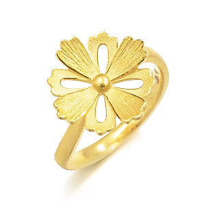 CHOW SANG SANG 999.9 24K Gold Price-by-Weight 3.74g Gold Blossom Ring (Size 13) for Women and Wedding Occasion 86941R