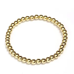 Seven Seas Pearls Bead Stretch Elastic 6mm Bracelet Gold Filled Yellow, White and Rose, Easy Slide on (Yellow Gold Filled, 8.5)
