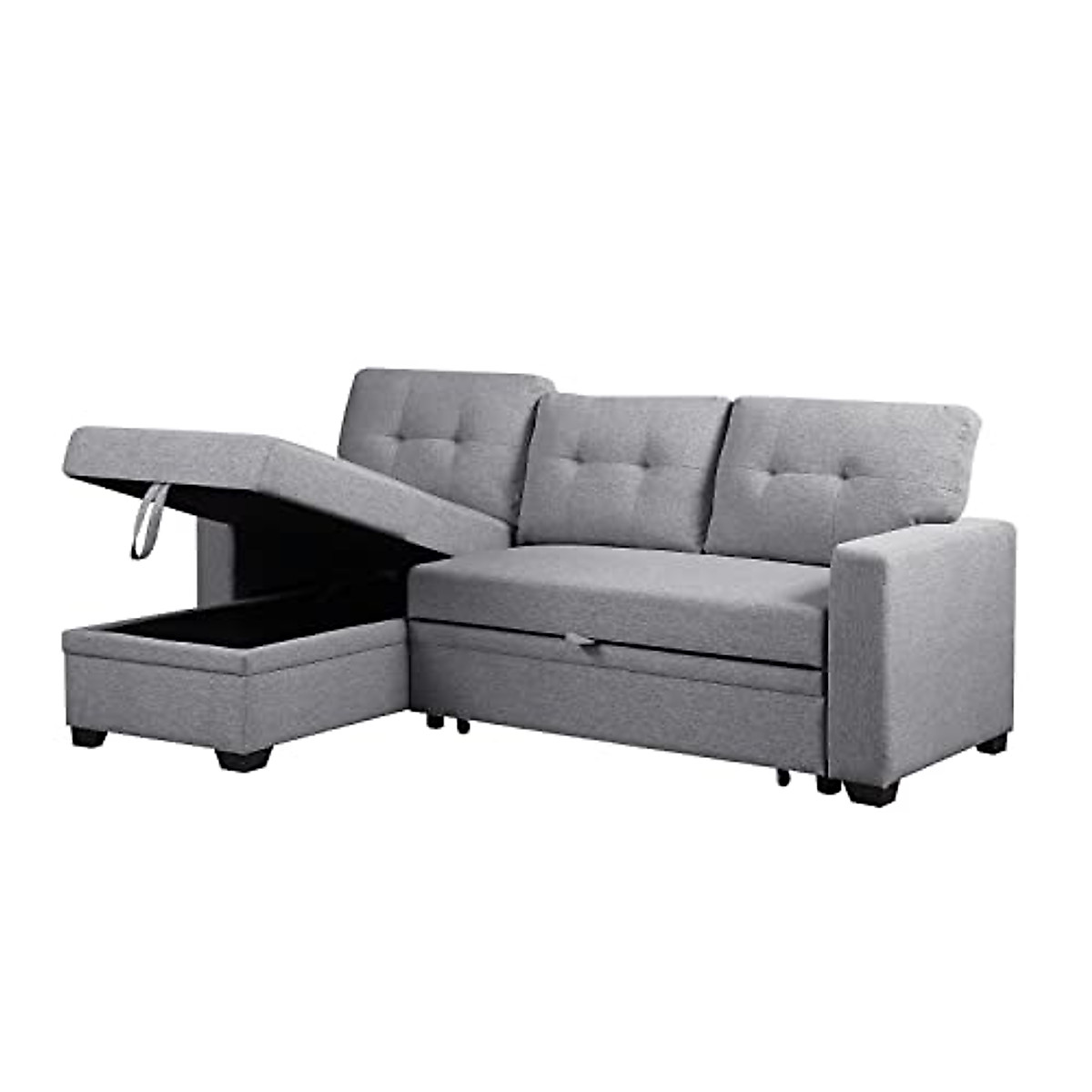 YOPTO L-Shape Sleeper Sectional Sofa-Abolished, 82 x 53 x 34.5 in, Dark Gray