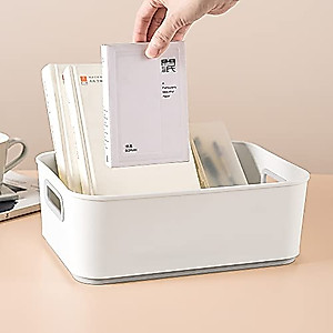 Plastic Storage Basket, Open Storage Bin with Handles - Organizer for Kitchen, Bedroom, Under Sink Bathroom Organizer, Toy Baskets, Food Storage Containers for Organizing - 3 Pcs (White)