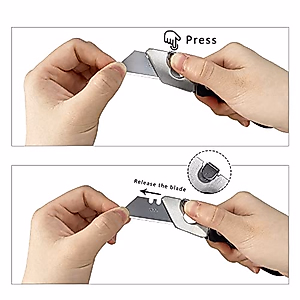 XIPHIAS 4" Utility Knife Stainless Steel Folding Pocket Knife, Quick-change Box Cutter with Extra 5 Blades, Pocket Clip, lanyard holes,UPK004