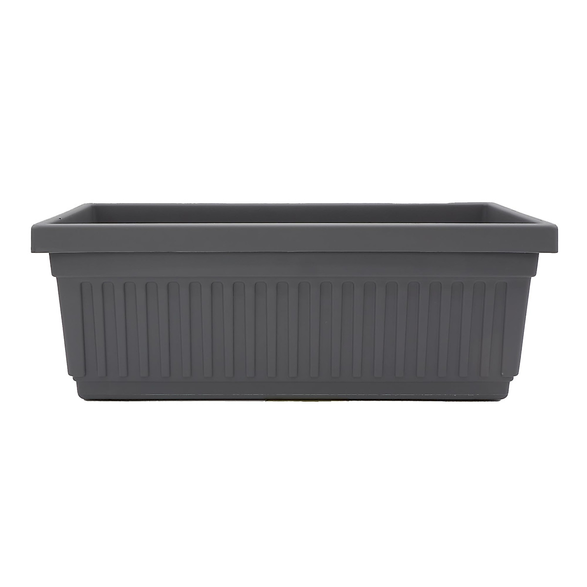 The HC Companies 30 Inch Venetian Rectangular Window Planter Box - Lightweight Plastic Indoor Outdoor Plant Pot with Drainage for Windowsill, Herbs, Flowers, Warm Gray