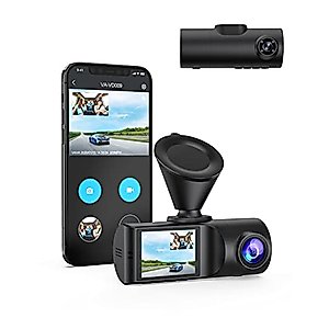 Dual Dash Cam, Dash Cam 2K Front and 1080P Cabin Dash Camera, 2.5K 2560x1440P@60fps Single Front, Dual Sensor, Infrared Night Vision, App Control, 24hr Parking Mode, Built-in GPS, VD009