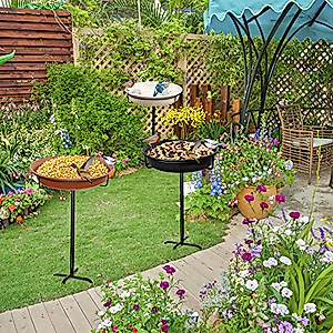 28In Freestanding Birdbaths Bowl Outdoor, Free Standing Garden Bird Bath Bird Feeder Bowl with Metal Stake, Detachable Decoration Spa Birdfeeder for Garden Patio Yard Lawn, 4 Spiky Feet (White)