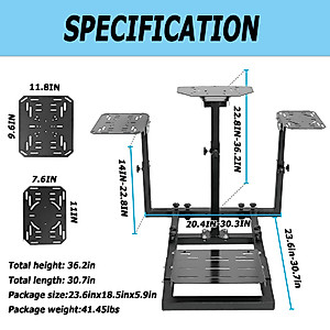 Anman Flight Racing simulator cockpit Wheel Stand Dual-Purpose Fit for Logitech Shifter Joystick Pedals,Thrustmaster/Hotas Warthog, Only Include Flight Joystick Mount Three Sizes Shift Lever Panels