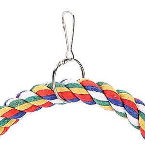 Bird Rope Toy，Round Circle Rings Colorful Cotton Rope Swing Toy Pet Bird Standing Playing Chewing Perches Loop for Parrot Parakeet Bungee Canary Cockatiel Lovebirds
