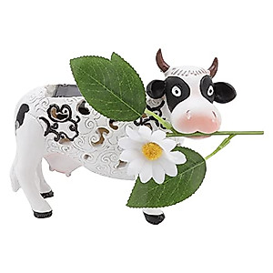 Garden Solar Lights Outdoor Decorations, Solar Garden Lights, Solar Light Resin Outdoor Decor, Daisy Cow Solar Light Animal Shaped Color Changing LED Garden Solar Lamp Statues, garden solar light