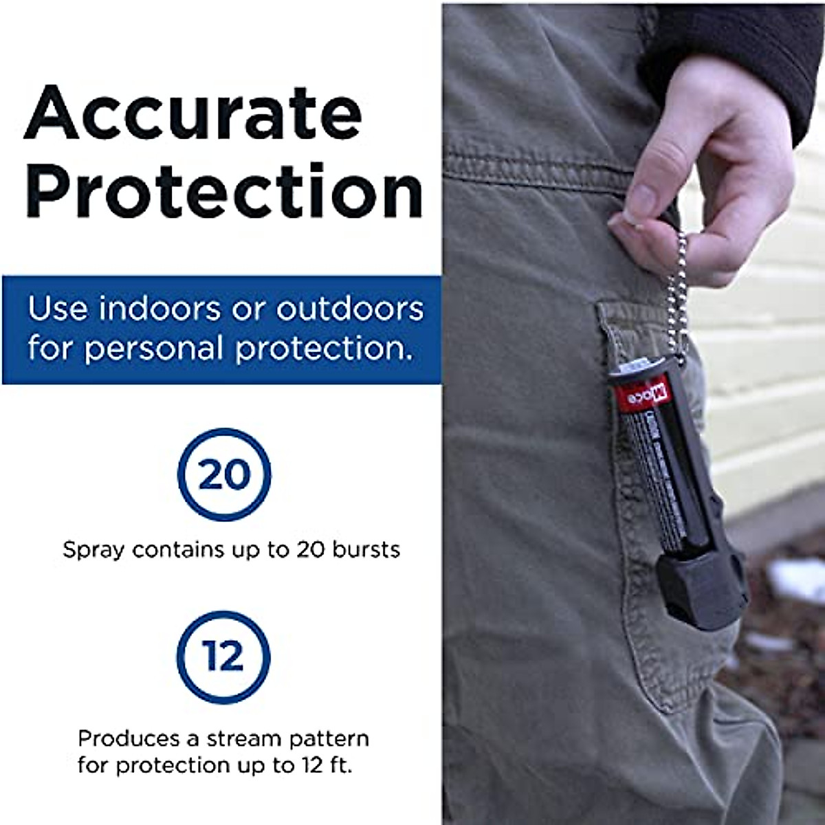 Mace Brand KeyGuard Mini Pepper Spray, Black – Accurate 5’ Powerful Pepper Spray Keychain for Women & Men – Refillable Mace Spray, Self Defense Flip-Top Safety Cap for Fast Access – Easy to Use