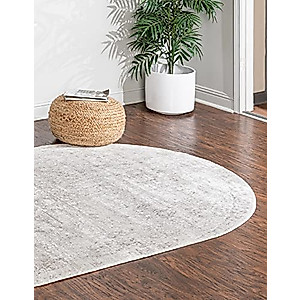 Unique Loom Oxford Collection Area Rug - Magdelan (8' x 10' Oval, Cream/Ivory)