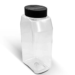 Pride Of India Large Clear Plastic Spice Jars w/Dual Sifter Cap | Food Grade BPA Free USA Made | 32 Fluid Ounce Capacity
