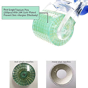 Koi Beauty Professional Derma Roller, 200 Real Individual Titanium Microneedle Roller, Microneedling Roller, Micro Needle Roller for Men Women