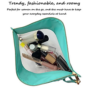 HAIBOLAN Monogram Clear Travel Patch Pouch Stadium Transparent Cosmetic Bag Wristlet PVC Waterproof Clutch Purse Tote Bag (stuff)