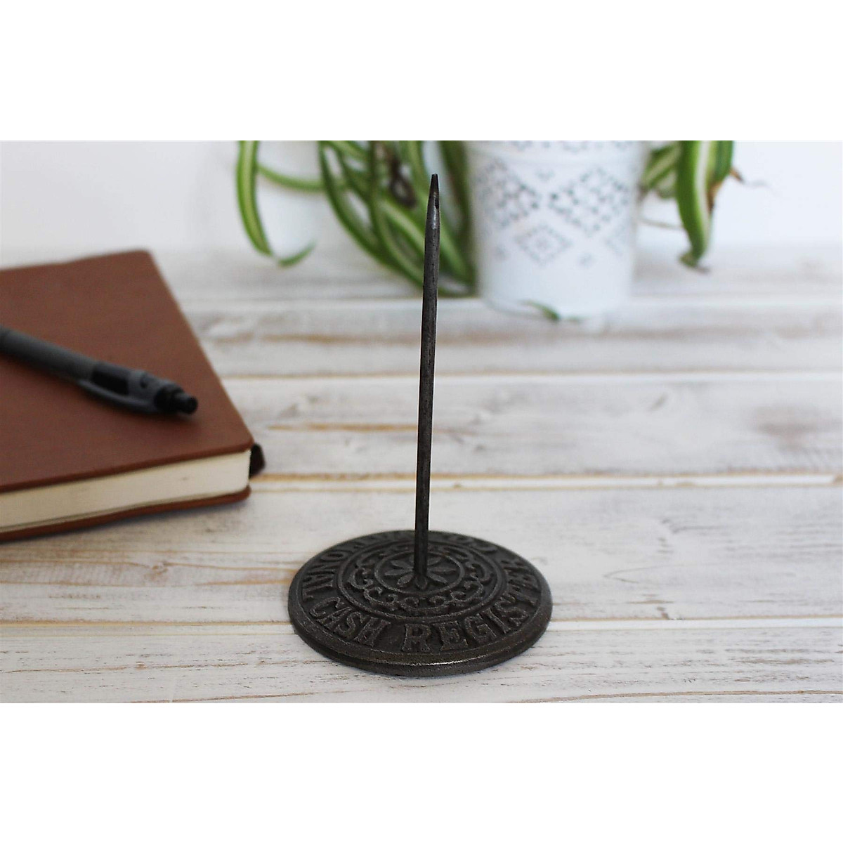 Thorness Vintage cast Iron Cash Register Receipt Spike Paperweight | Desk Receipt Holder | Restaurant Paper Holder | Check Spike | Spindle Rod Bill Holder | Note Spike for Office Home Restaurant