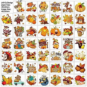 HOWAF 96 Pieces Fall Temporary Tattoos,48 Styles Fall for Jesus Temporary face Tattoos Stickers for girls boys,Thanksgiving Harvest Fake Tattoos with turkeys,pumpkins,maple leaves for Happy Fall party