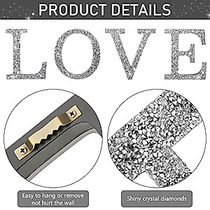 4 Pcs Independent Crystal Letters Crushed Diamond Decor Silver Wall Decor Mirrored Glam Decor Bling Home Love Sign for Mantel Desk (Love Style)