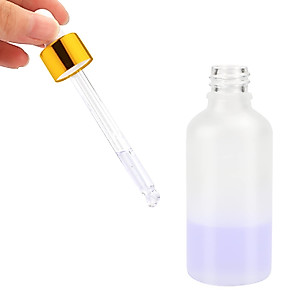 6 Pack,Frosted Glass Dropper Bottle for Essential Oils,Empty Glass Liquid Holder With Glass Eye Dropper,Golden Caps Travel Perfume Cosmetic Container-Pipette&Funnel included (50ml/1.7 fl oz)