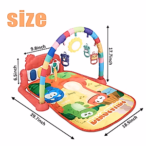 BLUELF Baby Play Mat Baby Gym, Baby Activity Mat with Play Piano Music and Lights, Piano Gym Floor Mat, Early Development Baby Play Mat Gift for Babies Newborn