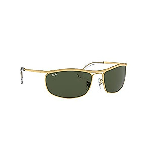 Ray-Ban RB3119 Olympian Rectangular Sunglasses, Gold/G-15 Green, 62 mm