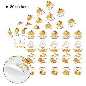 80 Little Pumpkin Thank You Stickers, Little Pumpkin Baby Shower Favor Stickers, Fall Themed Baby Shower Favor Stickers(2 Inch)
