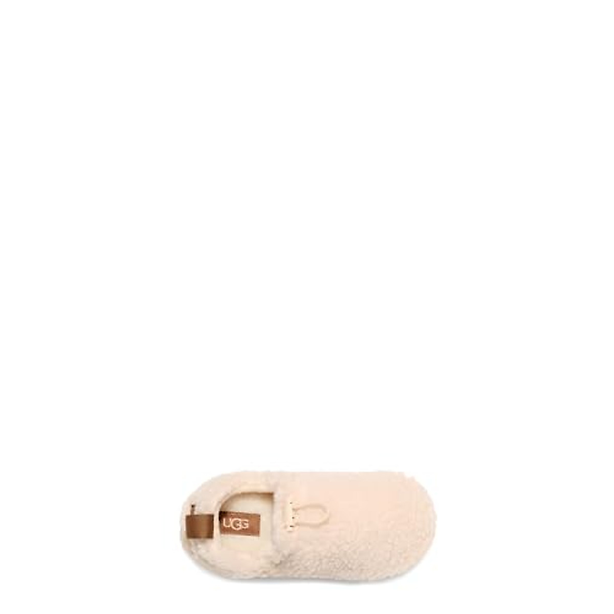 UGG Unisex-Child Plushy Slipper, Natural/Chestnut, 3 Little Kid