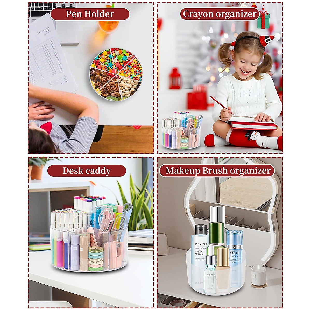 AUPSEN Rose Gold Desk Organizer for Women, Mesh Office Supplies Desk Accessories, Features 5 Compartments + 1 Mini Sliding Drawer