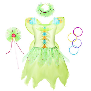 Teuevayl Little Girl Dress up Trunk Set, 20PCS Girls Pretend Play Princess Role Play Costumes Set, Singer, Princess, Fairy Costume for Girl Ages 3-7