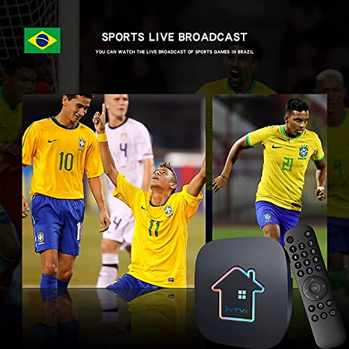 2022 HTV8 Box Brazil H8, HTV 7 Brazil Brazilian TV Box - 2GB RAM +16GB | 2.4GHz/ 5GHz WiFi 4K UHD Bluetooth 4.2 | Extra Backlit Mini Keyboard