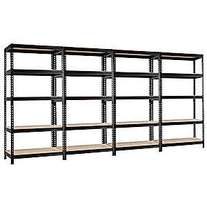 Tangkula 5-Tier Steel Storage Shelves, 73” Heavy Duty Garage Shelf with Adjustable Shelves, Boltless Shelving Unit for Free Combination, Metal Muscle Rack for Home Office Garage (4, Black)