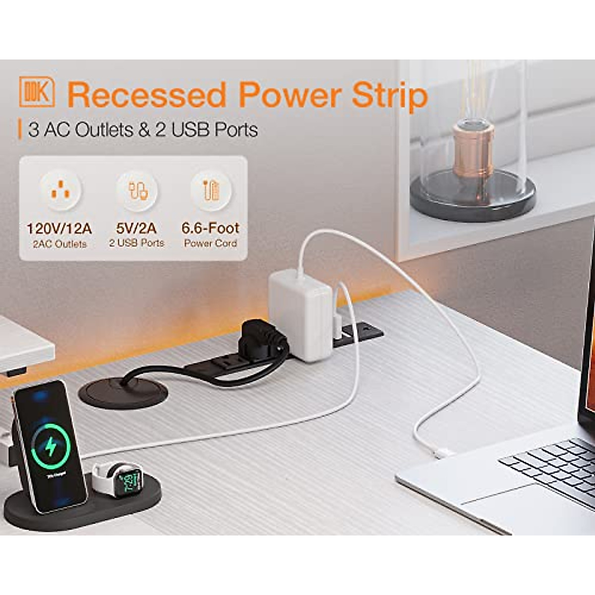 ODK 55 inch L Shaped Computer Desk with USB Charging Port & Power Outlet, L-Shaped Corner Desk with 4 Tier Drawer & Monitor Shelf for Home Office Workstation, Modern Style Writing Table, White