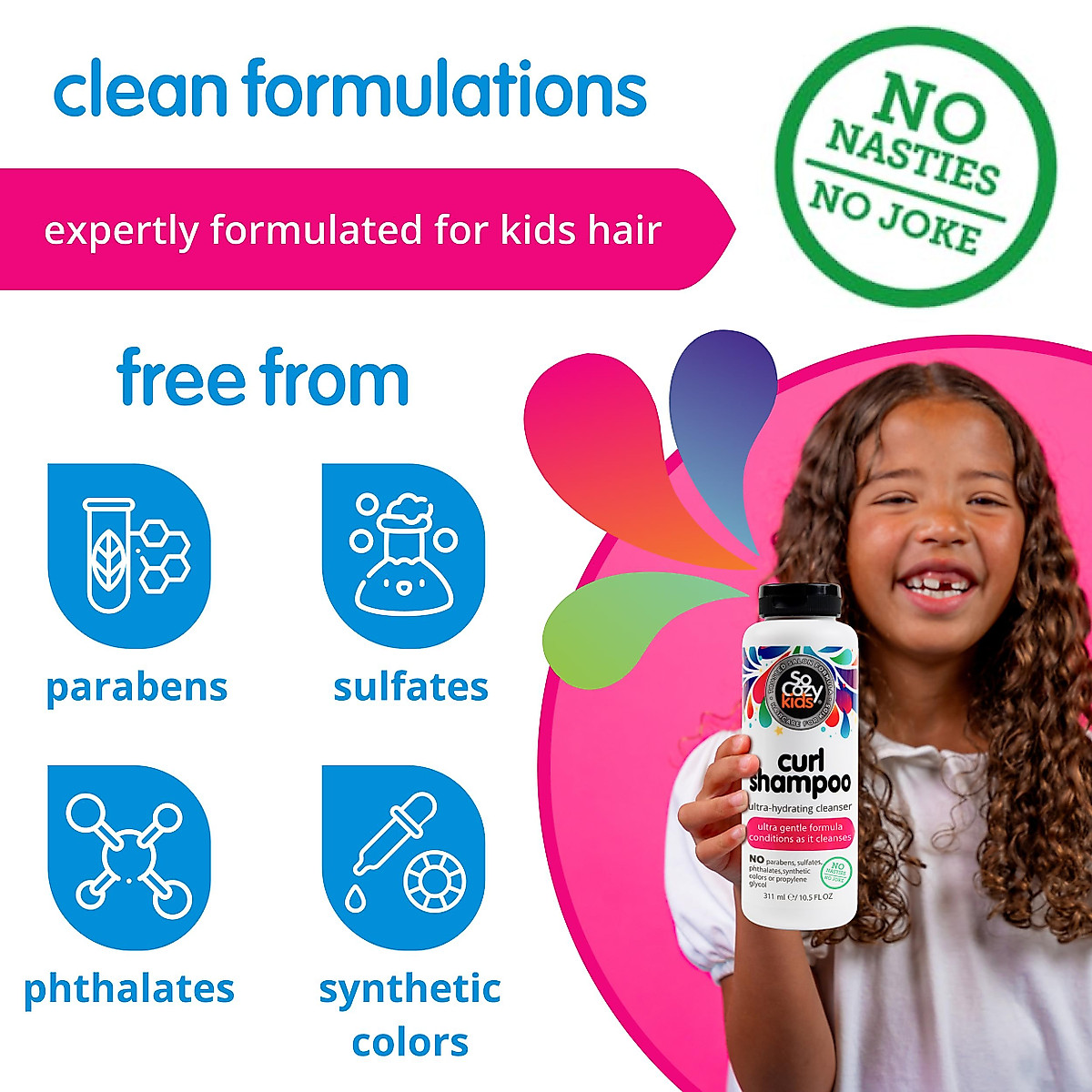 SoCozy Curl Shampoo | For Kids Hair | Ultra-Hydrating Cleanser | No Parabens, Sulfates, Synthetic Colors or Dyes, Sweet-Crème, 10.5 Fl Oz