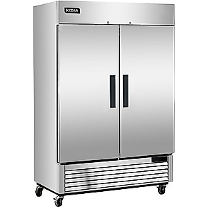 KITMA 54-inch Commercial Refrigerators, 2 doors Reach-in Refrigerator Cooler with LED Lighting, Stainless steel, 49 Cu. Ft