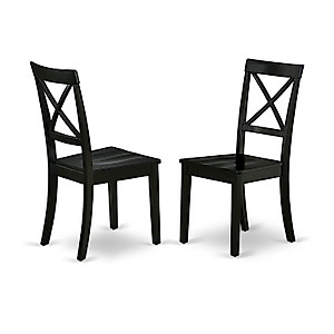 East West Furniture SHBO5-BLK-W 5 Piece Dining Set Includes a Round Kitchen Table with Pedestal and 4 Dining Chairs, 42x42 Inch, Black