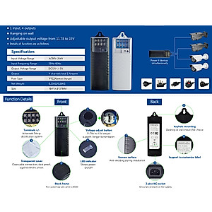 EVERSECU 4 Channel CCTV Camera Power Supply 5 Amp Distribution Power Supply 90V-264VAC Input to 12V-13.8VDC Output Security Camera Power Adapter with PTC Fuse