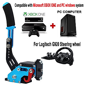 Obokidly Upgrade 2-IN-1 USB Handbrake Support G920 Compatible with XBOX ONE S/X + PC For Simracing Game Sim Rig With Stainless Steel Fixed Plate (Blue-3)