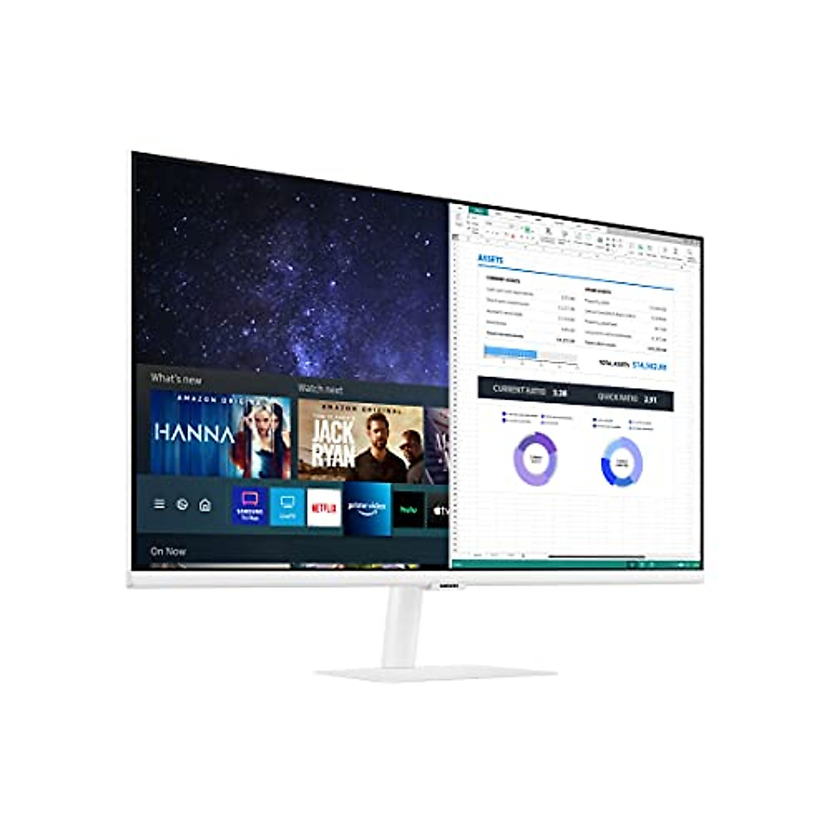SAMSUNG 27" M50B Series FHD Smart Monitor w/Streaming TV, 4ms, 60Hz, HDMI, HDR10, Watch Netflix, YouTube and More, Slimfit Camera, IoT Hub, Mobile Connectivity, 2022, LS27BM501ENXZA, White