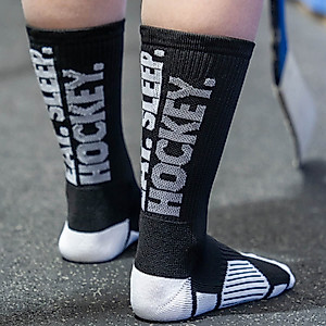 ChalkTalkSPORTS Hockey Athletic Woven Mid-Calf Socks | Eat Sleep Hockey Socks | Size Small