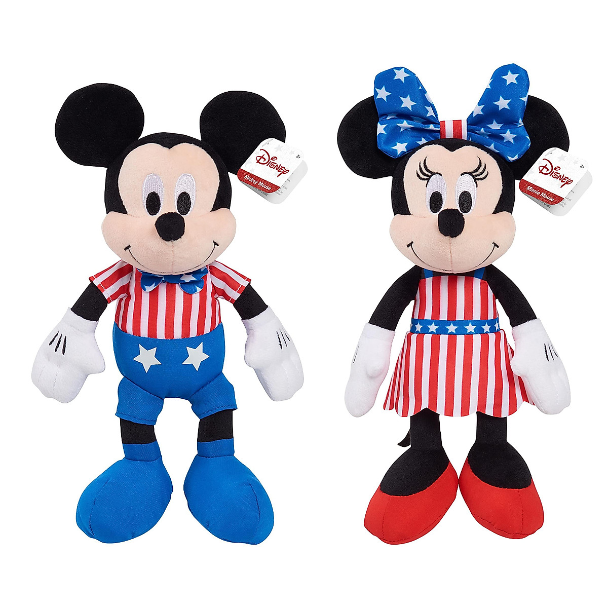 Disney Patriotic Bean Plush Mickey Mouse and Minnie Mouse, 4th of July Independence Day Decorations