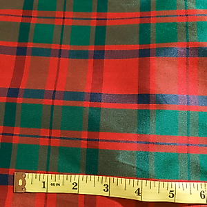 Generic Ribbon Taffeta Holiday Plaid - Hunter Green, Red, Blue - Christmas Tartan Fabric 58"" by The Yard, TAFFHGP01