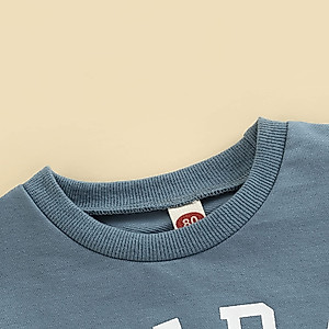 Doisbetthsay Toddler Baby Boys Fall Winter Clothes Letter Crewneck Sweatshirt Pullover Top Long Pant Jogger Outfits Long Sleeve 2Pcs (BUBS Blue,6-12 Months)