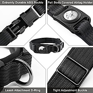 Waterproof Airtag Dog Collar, SANKALA Padded Apple Air Tag Dog Collar, Heavy Duty Dog Collar with AirTag Holder [Full Body Covered], Adjustable Air Tag Pet Collar for Small Medium Large Dogs, L